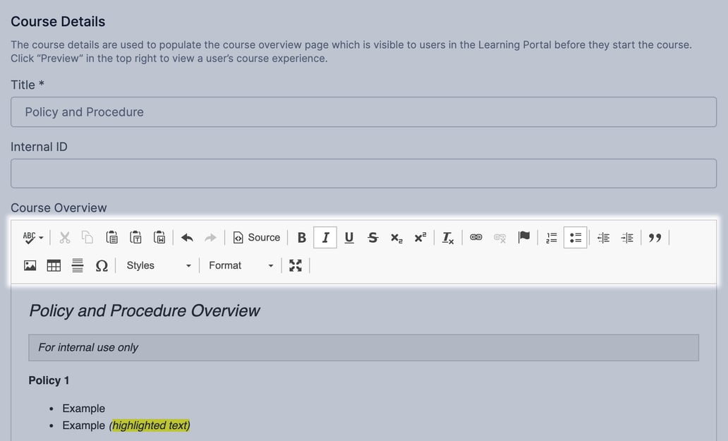 Course Overview - Formatting Toolbar | 25 November 2021