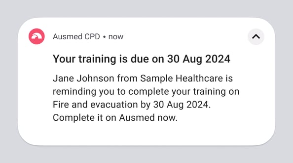 App alerts for mandatory training