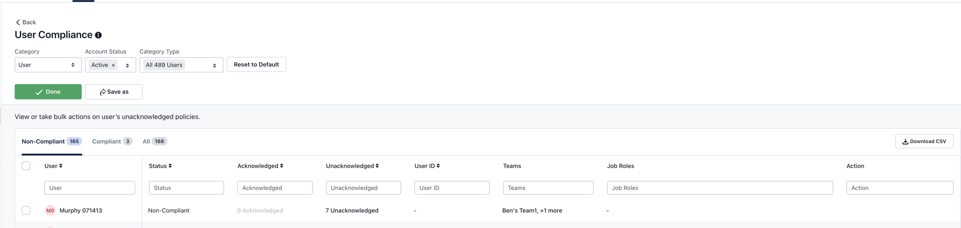 Understanding your Policy Compliance Table